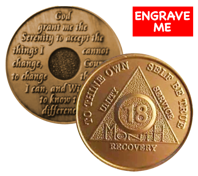 Bronze AA Coin 1-18 Months Sobriety Chip — MY RECOVERY STORE