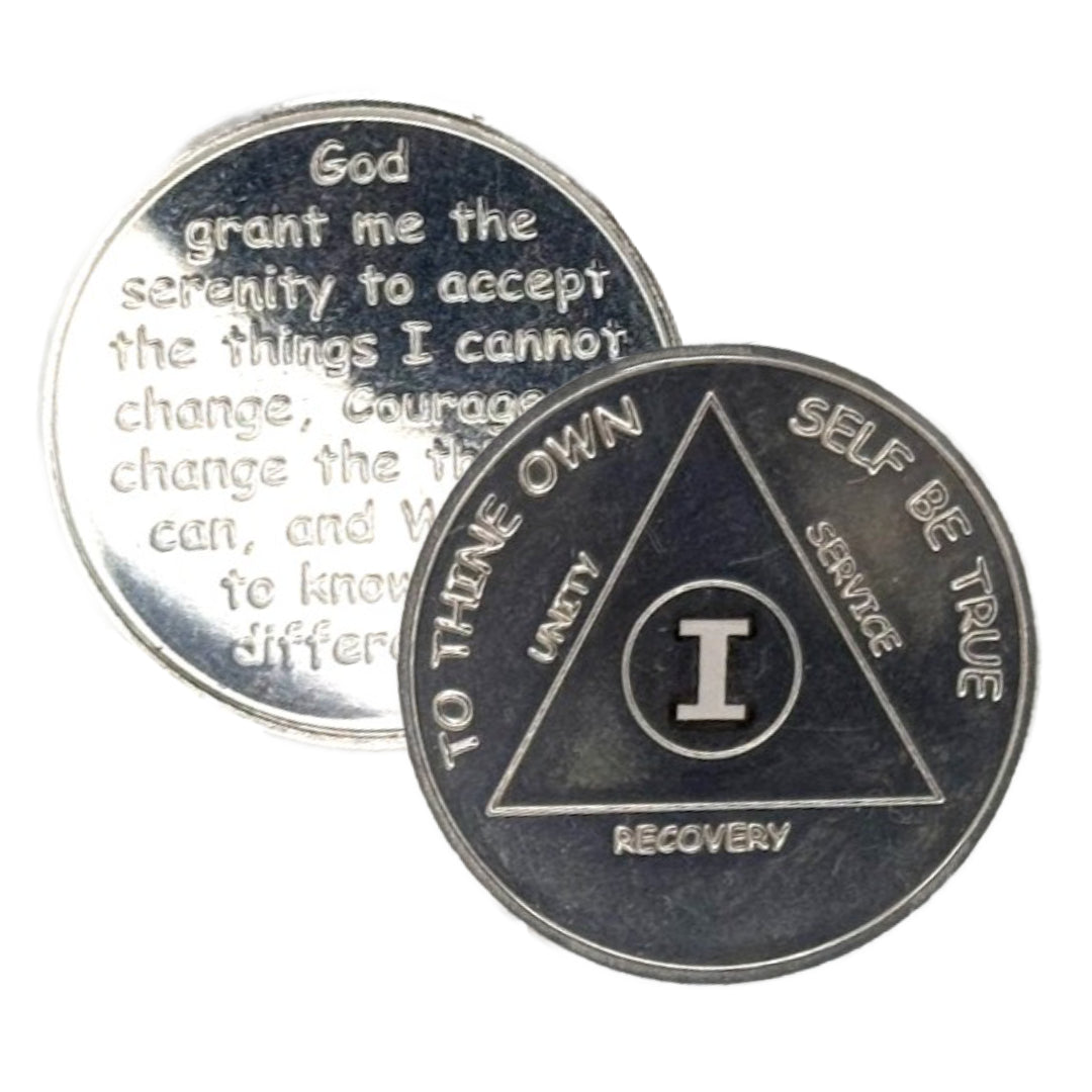 1 oz Silver AA Sobriety Coin – Custom Year Recovery Medallion with Ser ...